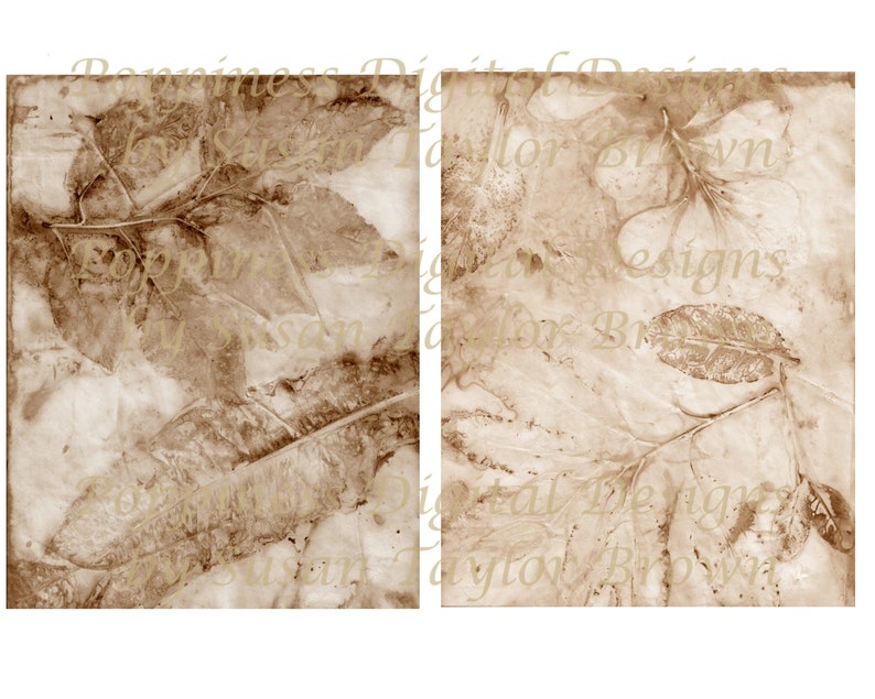 ECO PRINT Digital Printable Sepia Eco Dyed Leaf Prints Junk Journal ...