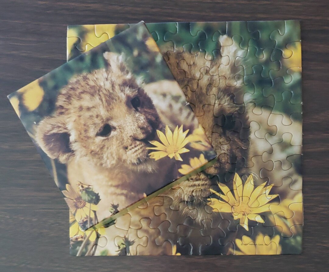 1970s Lion Cub Mini Jigsaw Puzzle. - Etsy