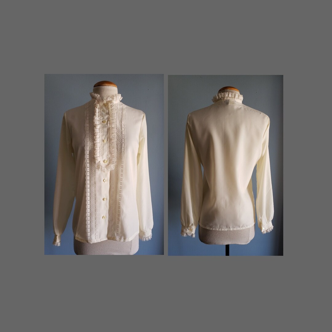 Vintage Women's Tux Ruffled Front Blouse by Lady Holiday. - Etsy