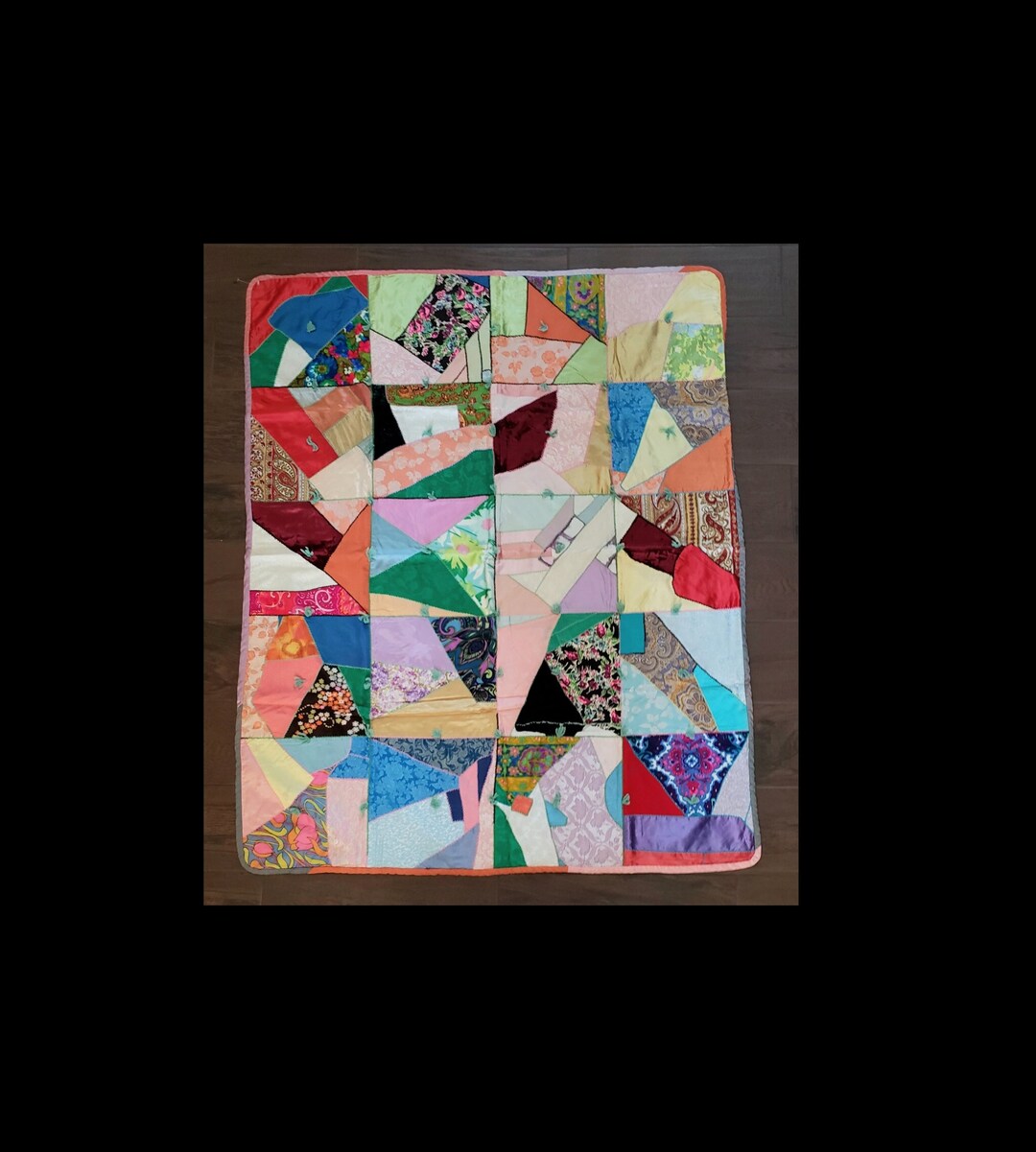 Vintage 1970s Crazy Quilt. 45 X 55". - Etsy