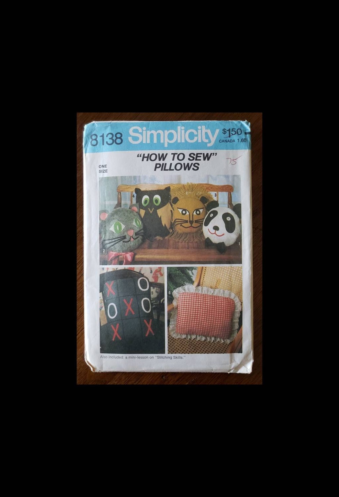 New Old Stock #8138 Simplicity "how to Sew Pillows" Cat, Owl, Lion and ...