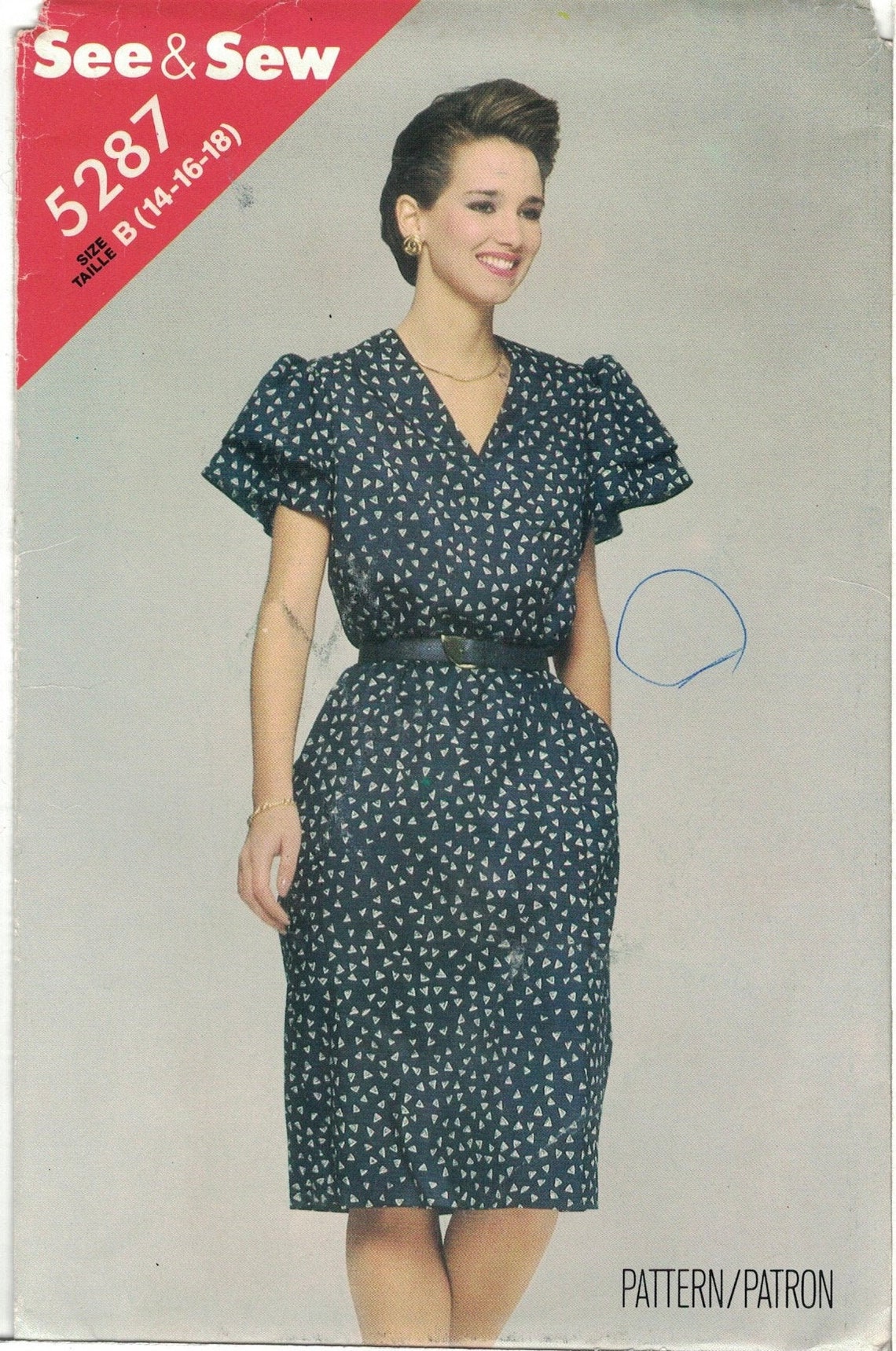 Butterick See & Sew 5287 Easy Wrap Dress Pattern Vintage 1980s Misses ...