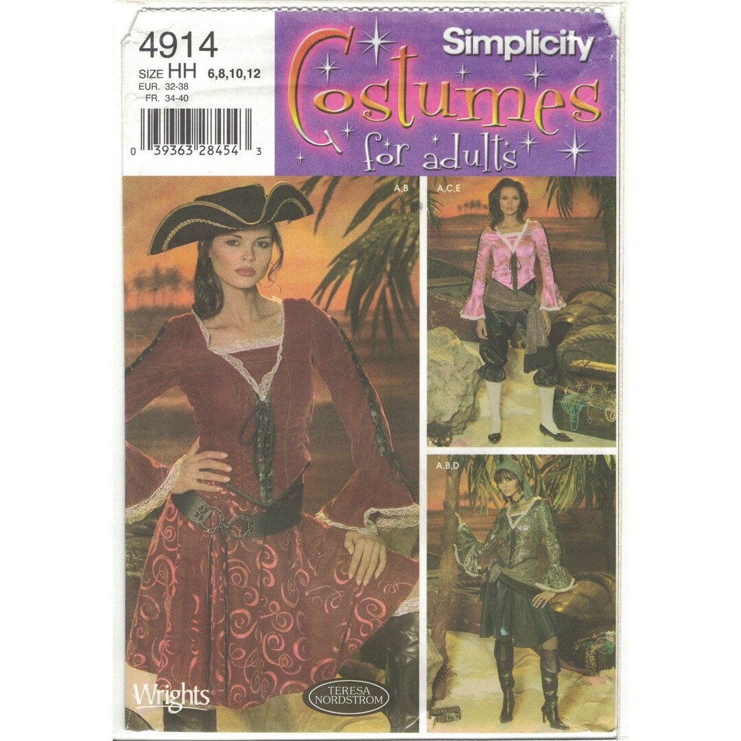 Simplicity 4914 Pirate Costume Cosplay Pattern Misses Choose Size Uncut ...