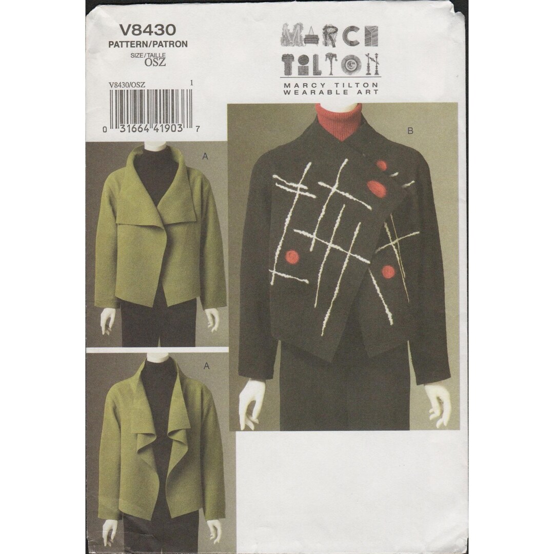 Vogue 8430 Marcy Tilton Artsy Felted Jacket, Waterfall Pattern Misses ...