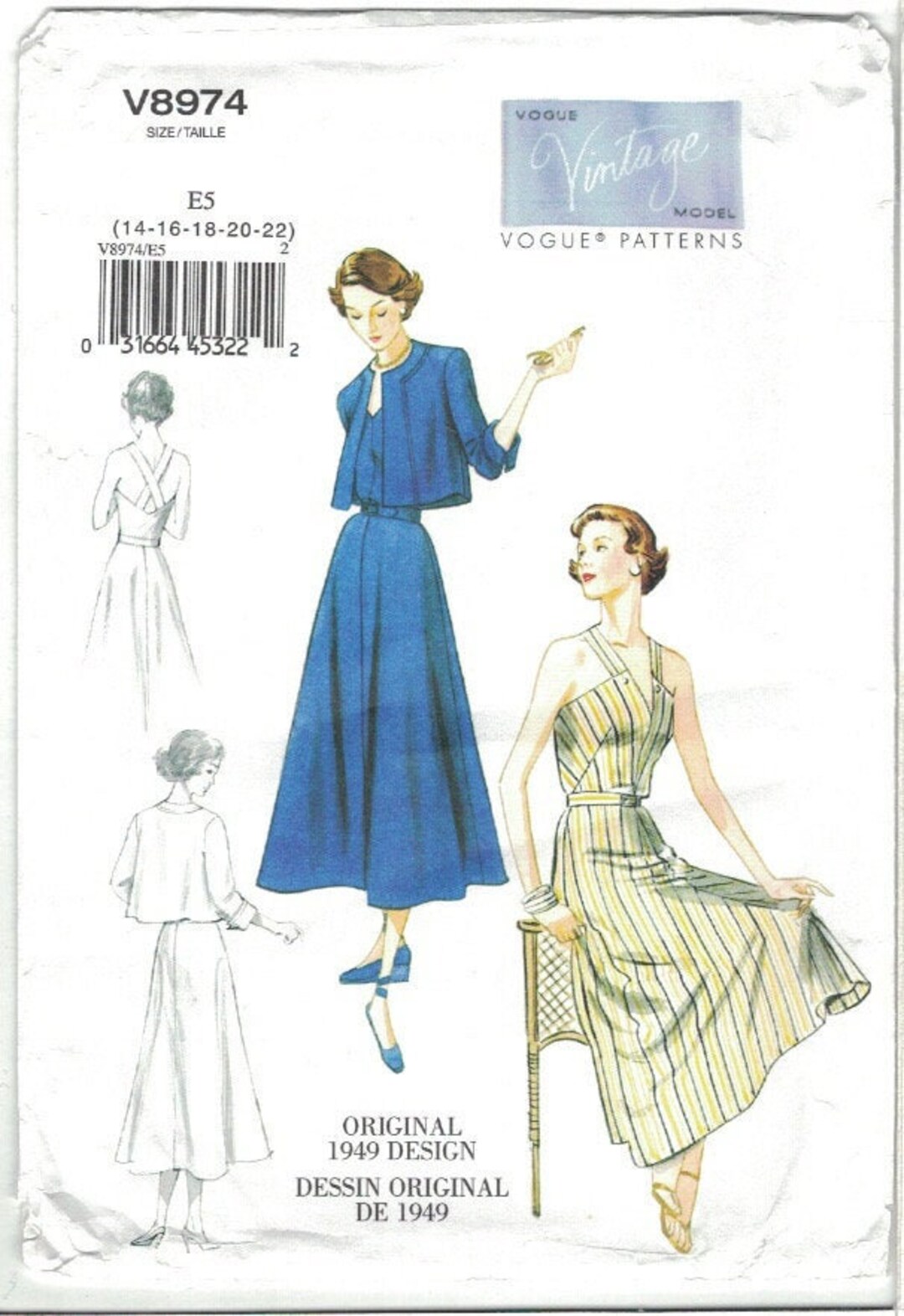 Vogue Vintage Model Pattern 8974 Late 1940s Reissue Fit & - Etsy