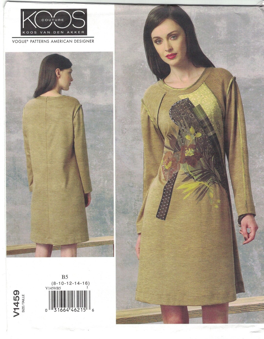 Vogue 1459 Koos Van Den Akker Appliqued Knit Jersey Dress Pattern ...