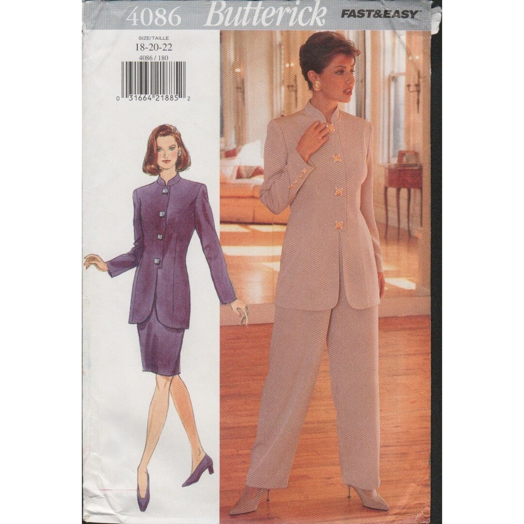 Butterick 4086 Elongated Jacket, Skirt & Pants Pattern Misses Choose ...