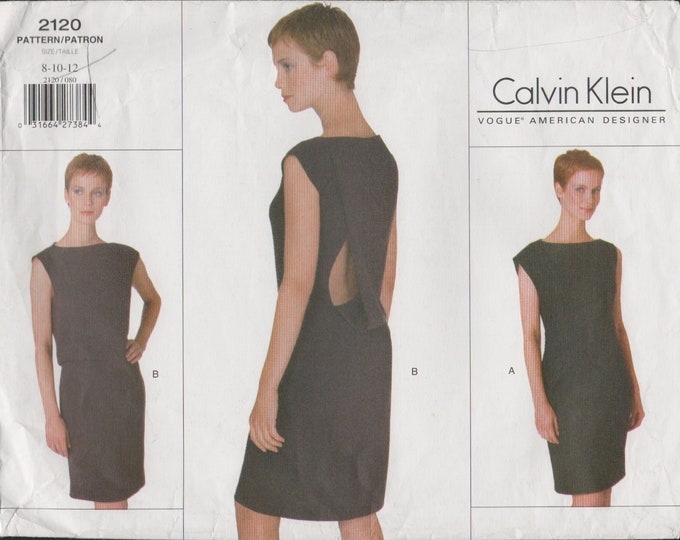 Vogue 2120 Calvin Little Black Dress Pattern Draped Back 1990s Sz 8 10 ...