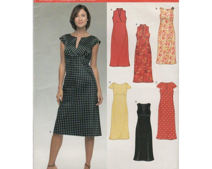 Simplicity New Look 6384 Pattern Empire Waist Fitted Dress Misses Size ...