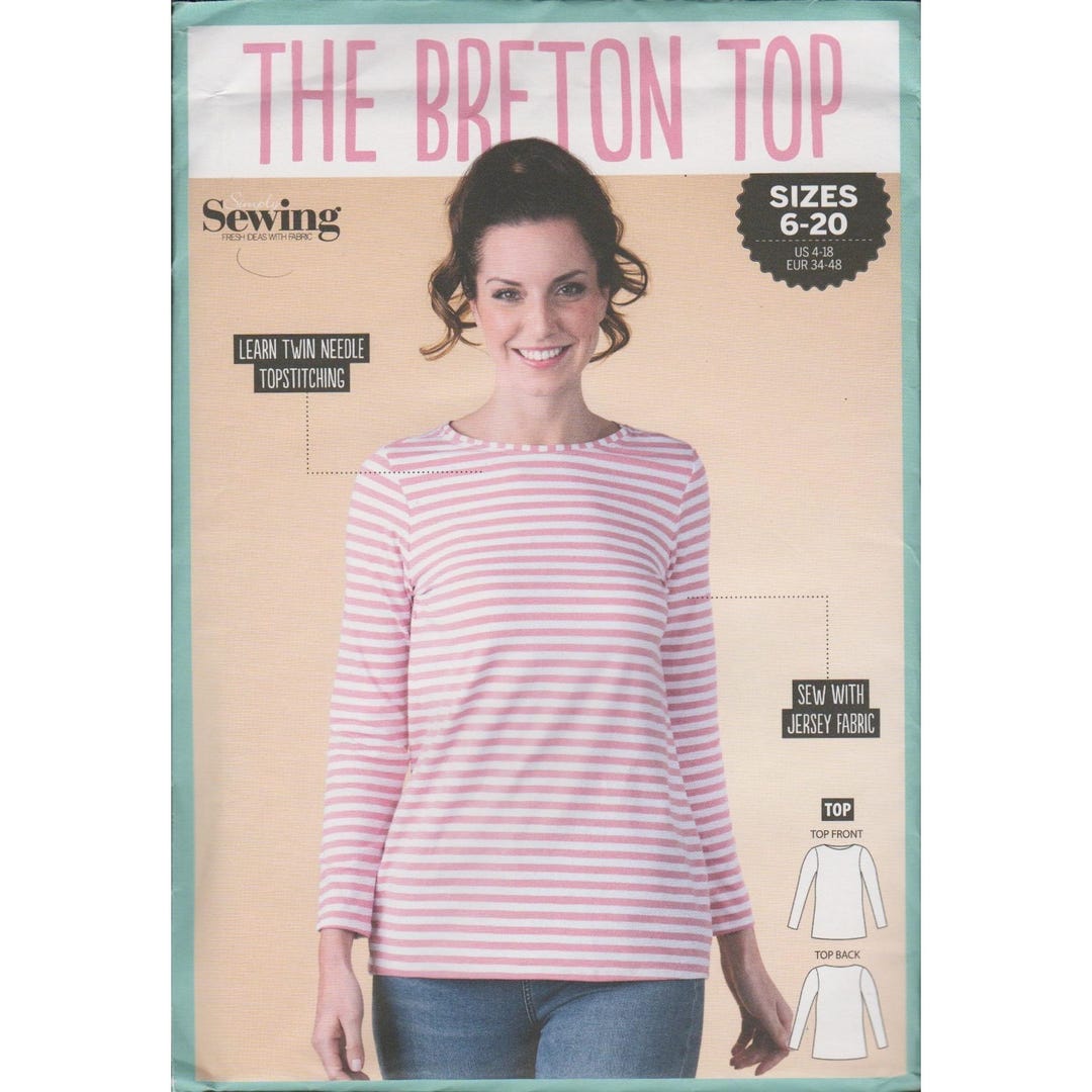 Simply Sewing Pattern UK Breton Top Womens T Shirt Issue 68 US Size 4 ...