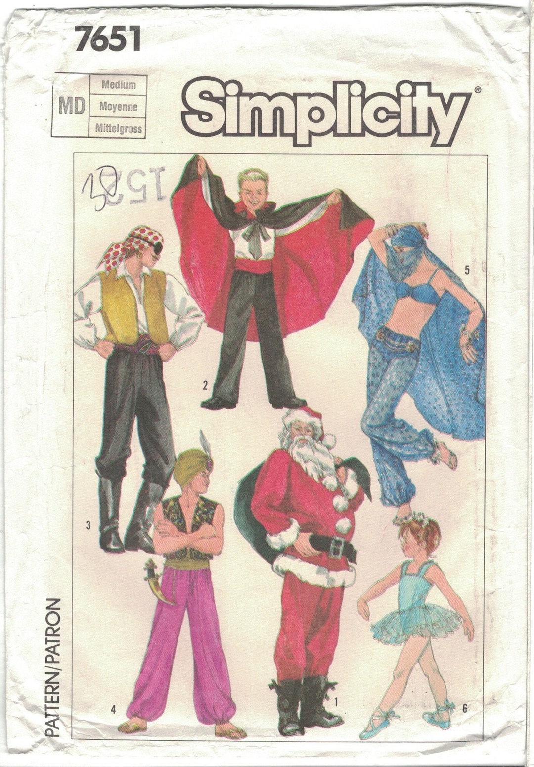Simplicity Adult Costume Pattern 7651 Aladdin, Pirate, Vampire, Harem ...