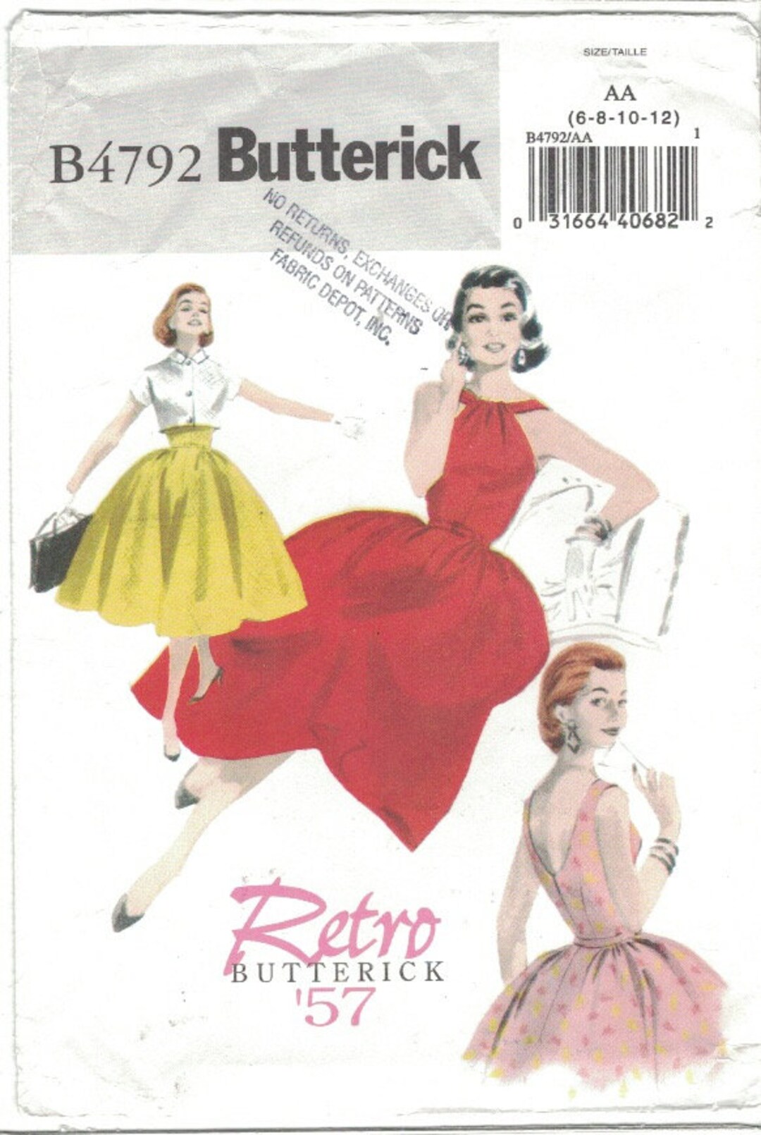 Butterick 4792 Retro 1950s Jacket and Dress Pattern Fit & Flare Size 6 ...