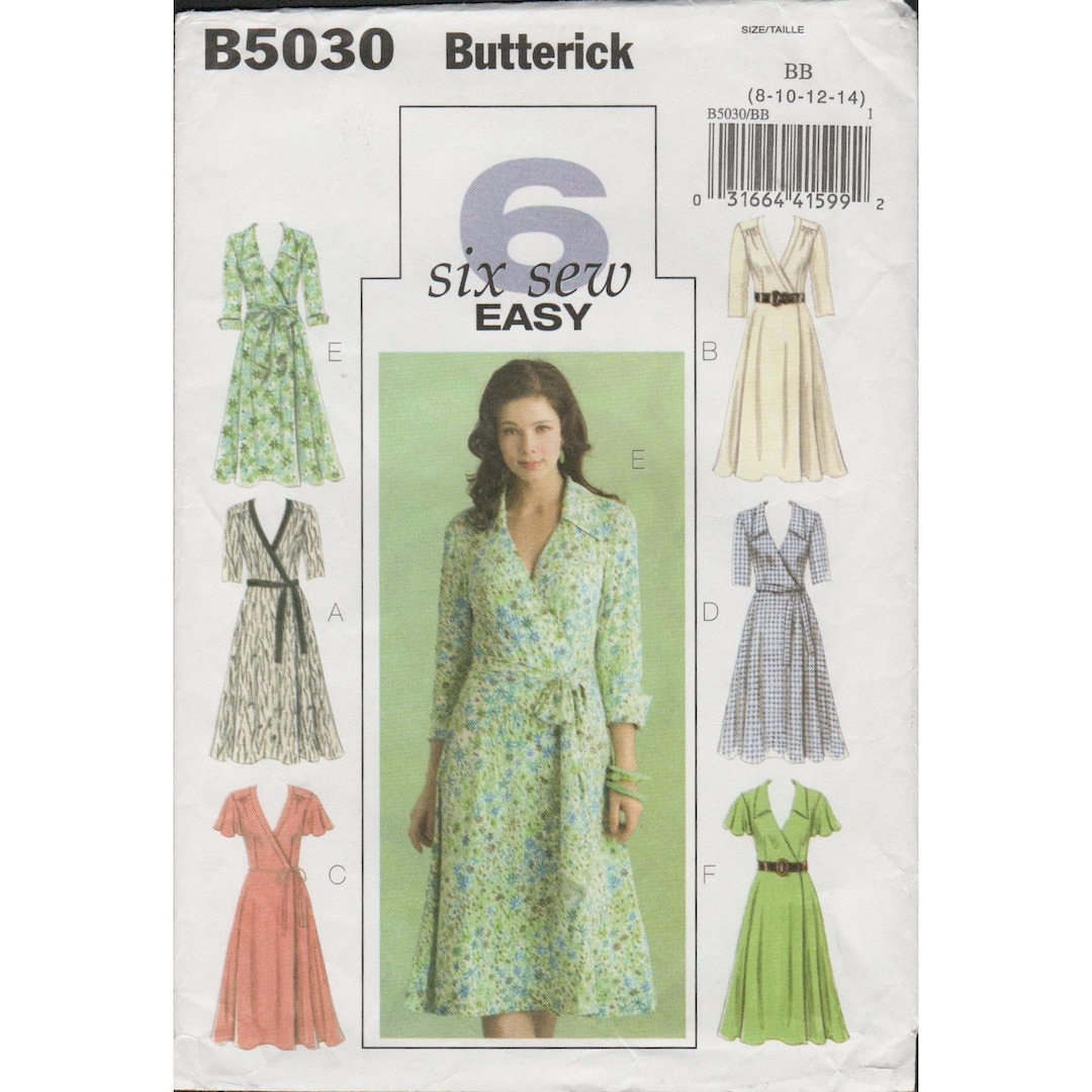 Butterick 5030 Wrap Dress Pattern With 6 Variations Misses Size 8 10 12 ...