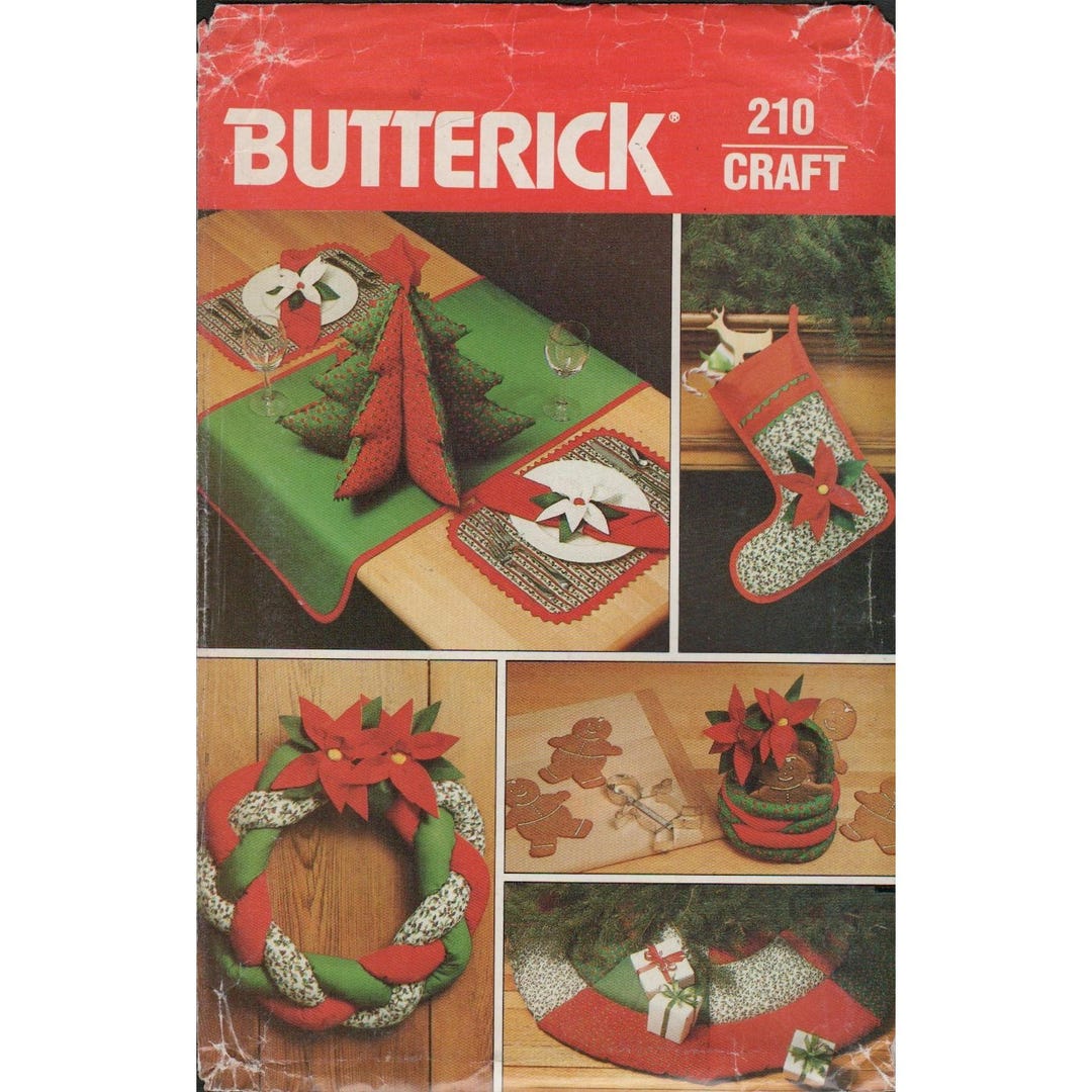Butterick 210 4012 Christmas Tabletop Decor Pattern Tree Centerpiece ...