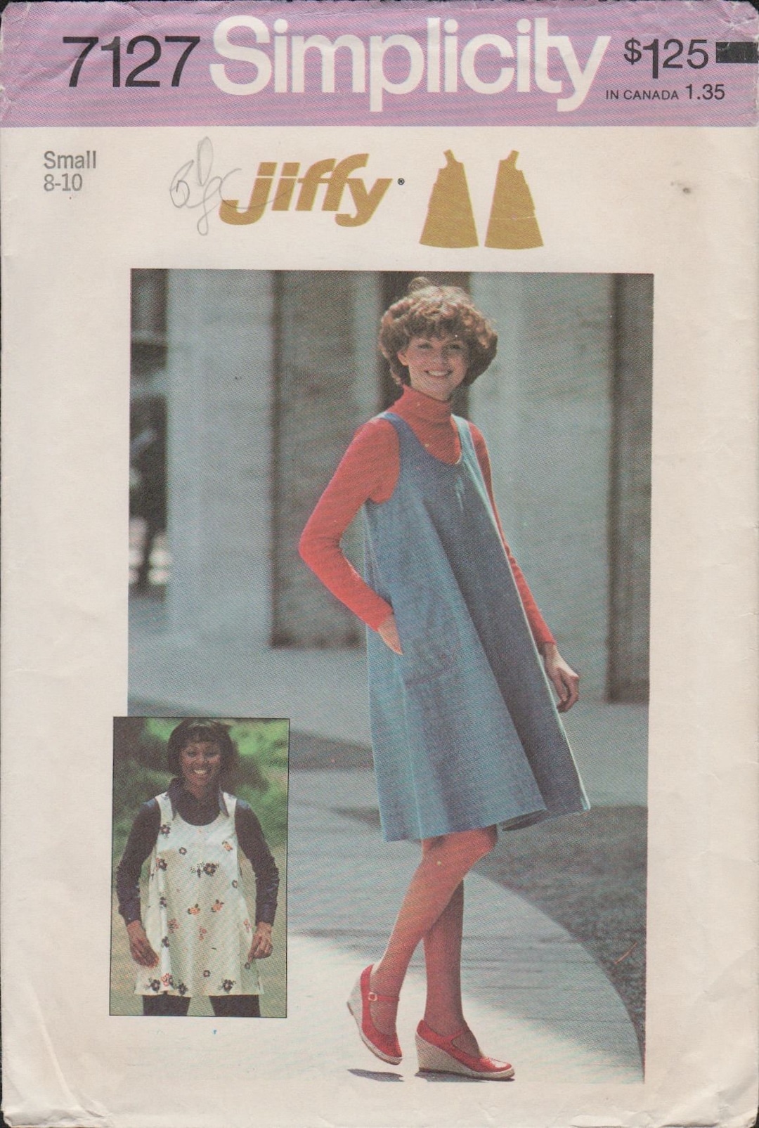 Vintage Simplicity 7127 Jiffy A Line Jumper & Top Pattern Misses Size 8 ...