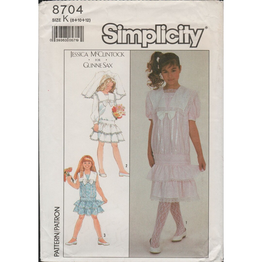 Simplicity 8704 Girls Gunne Sax Middy Collar Communion, Party Dress ...