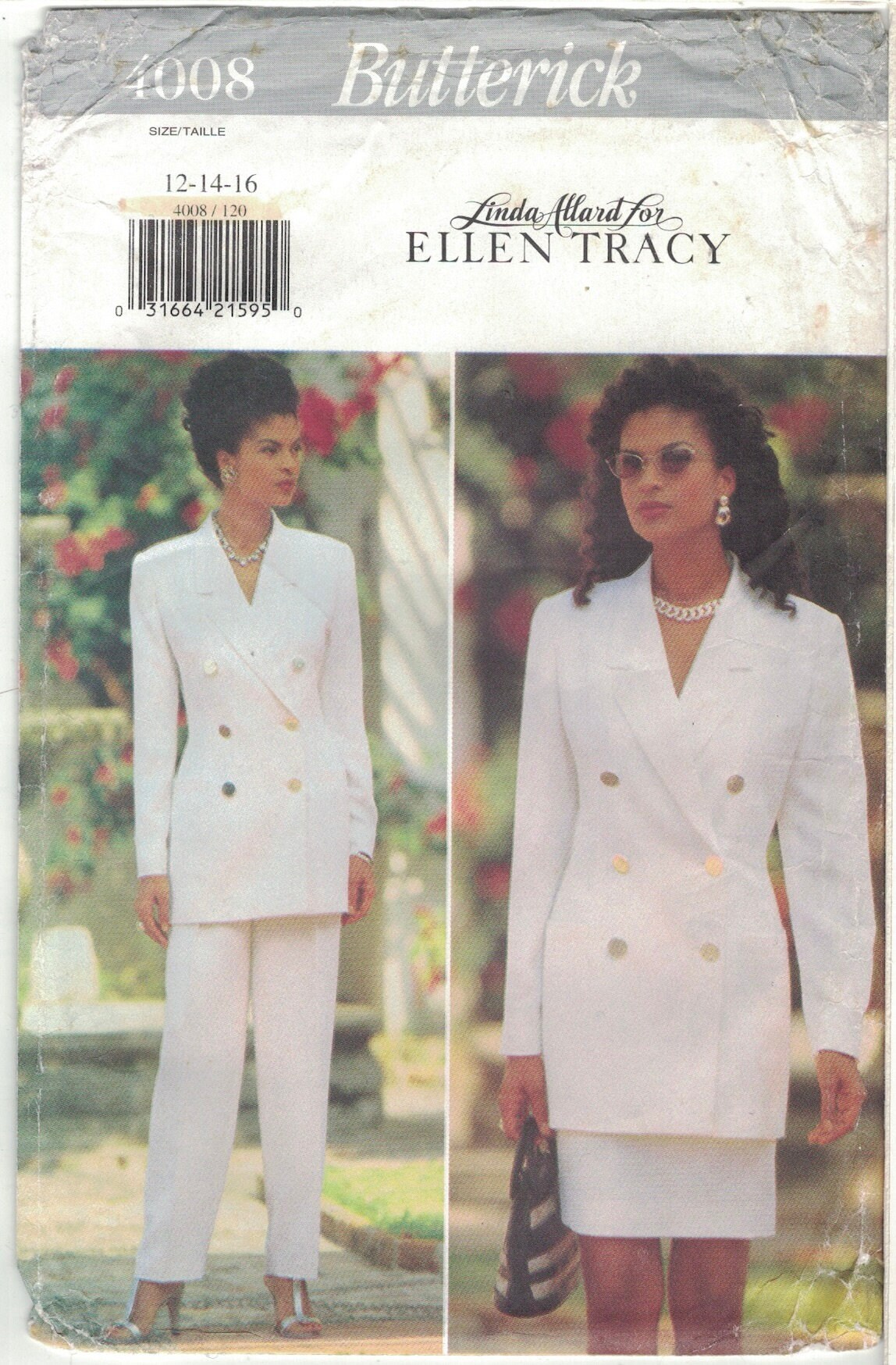 Butterick 4008 Ellen Tracy Double Breasted Suit Pants, Skirt Pattern ...