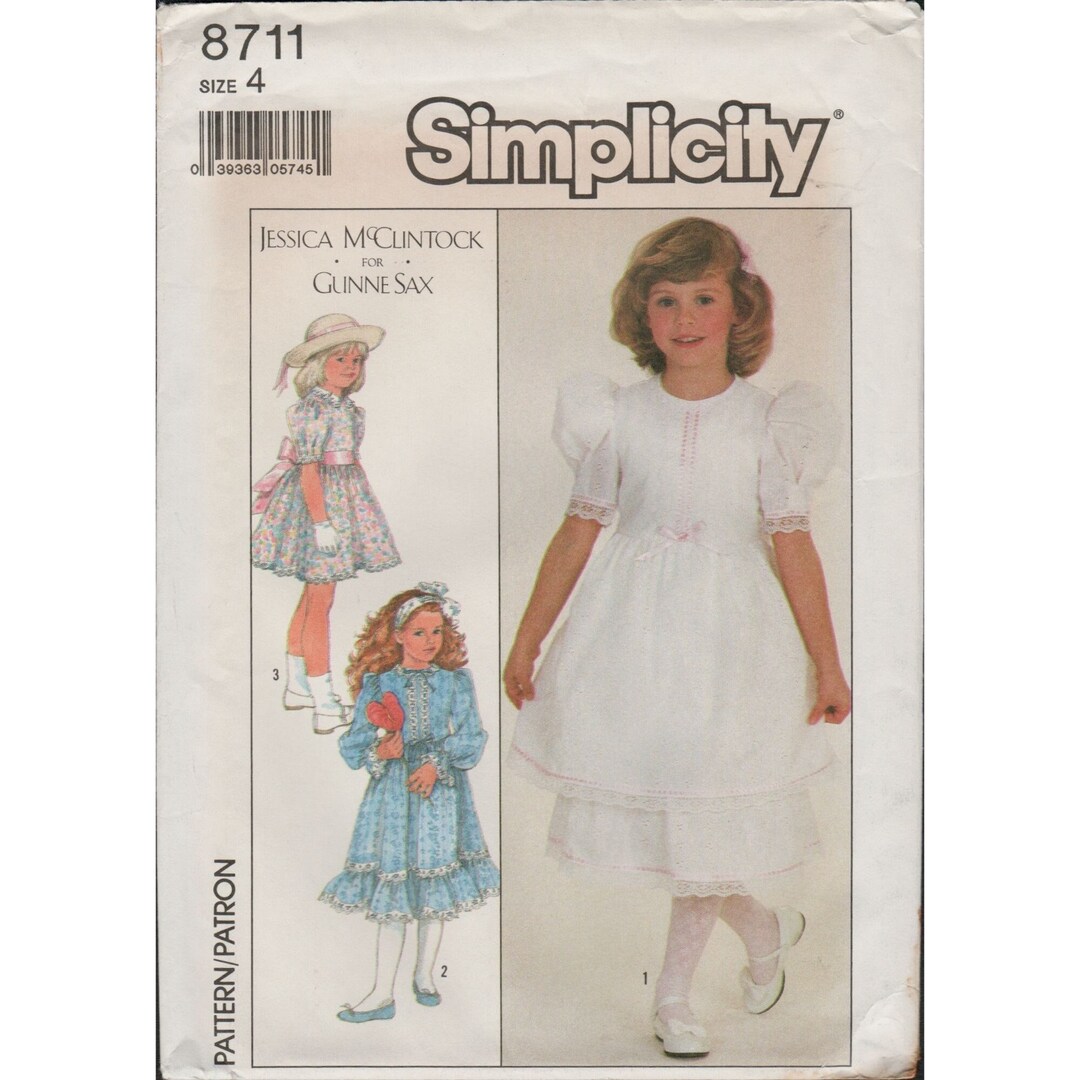Simplicity 8711 Girls Gunne Sax Communion, Flower Girl, Party Dress ...