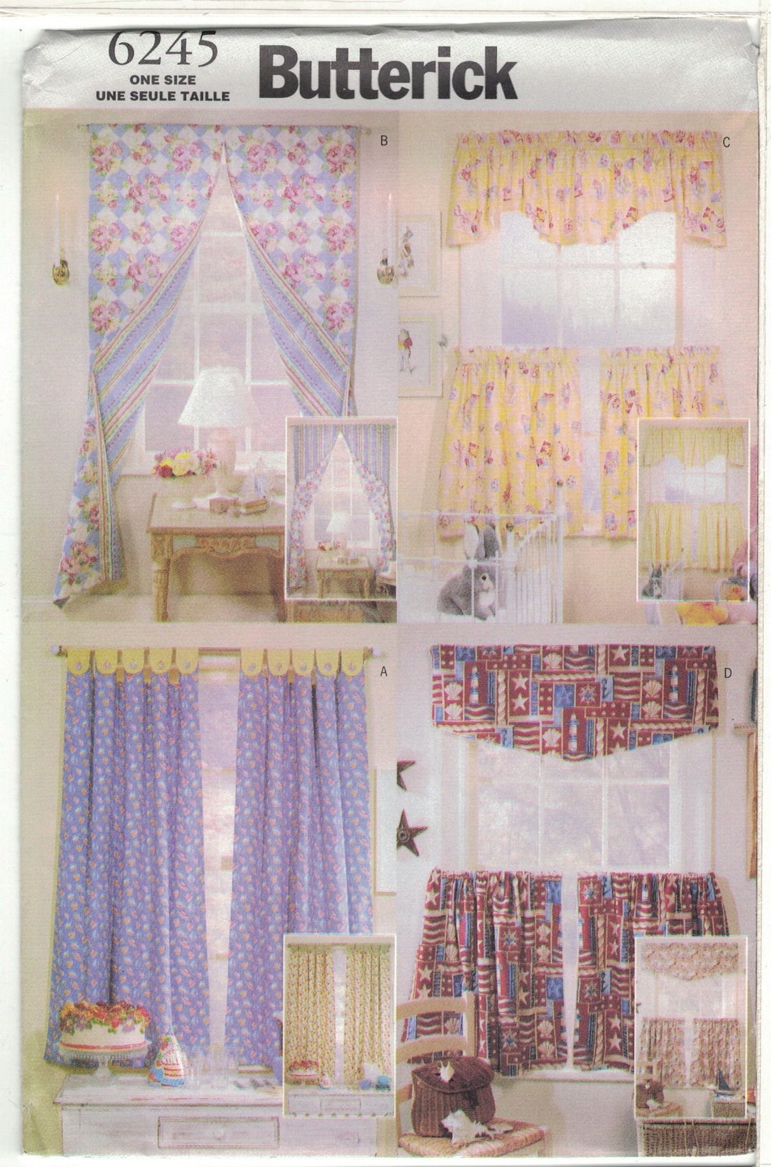 Butterick 6245 Reversible Window Treatments Valance, Curtains Pattern ...