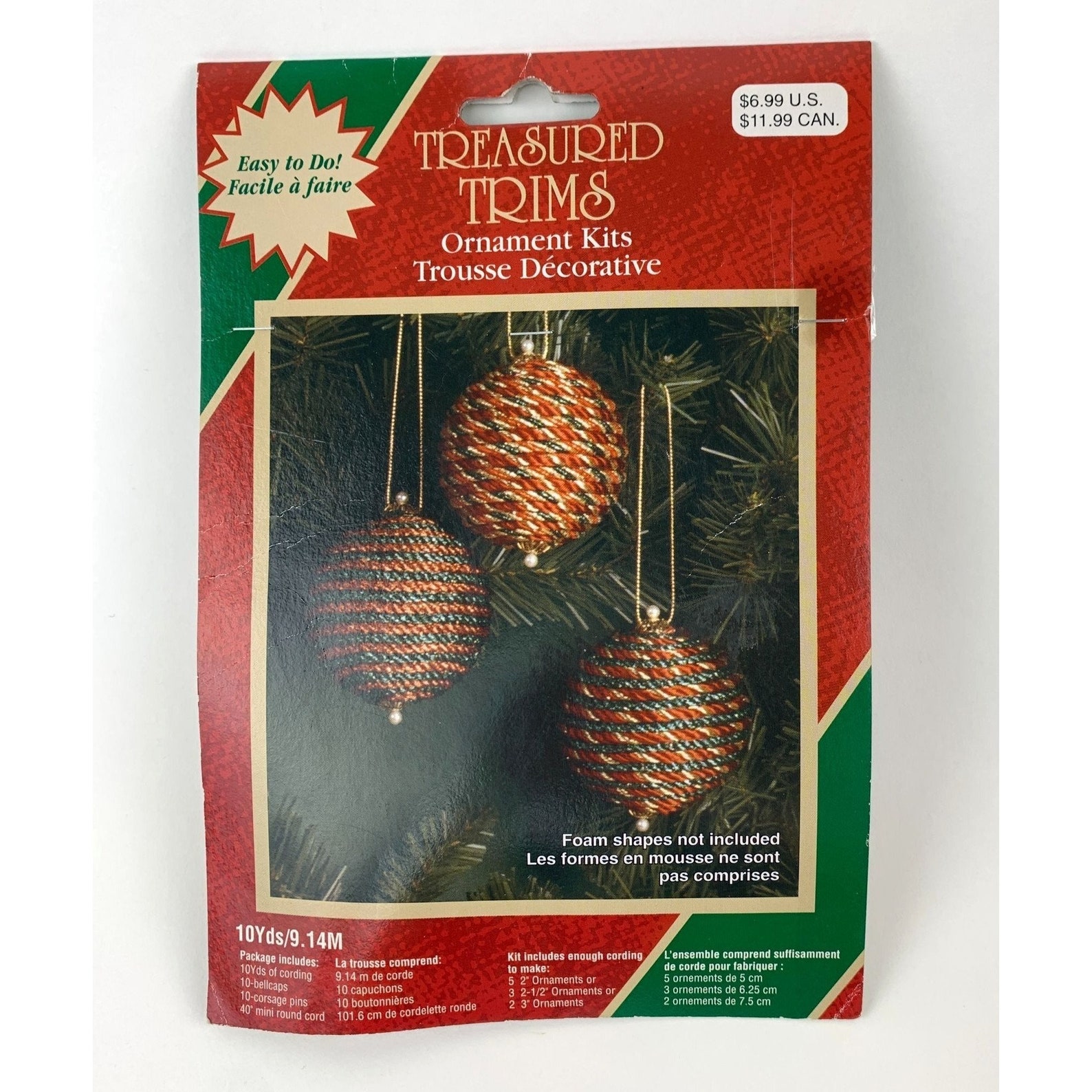 Treasured Trims Christmas Craft Kit Braided Cording Makes 5 Foam Ball ...