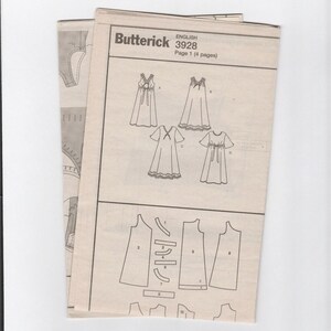 Butterick 3928 Ribbon Trimmed Nightgown Pattern Ruffled Hem Misses Size ...
