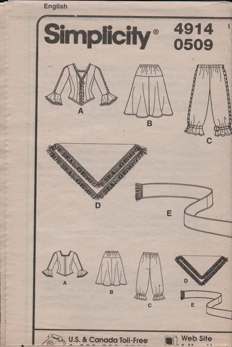 Simplicity 4914 Pirate Costume Cosplay Pattern Misses Choose Size Uncut ...