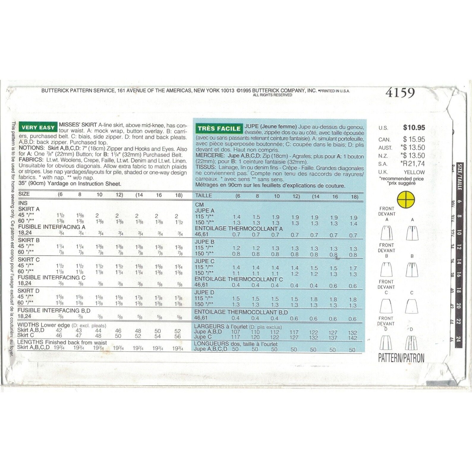 Butterick 4159 Easy A Line Mini Skirt Pattern Glamour - Etsy