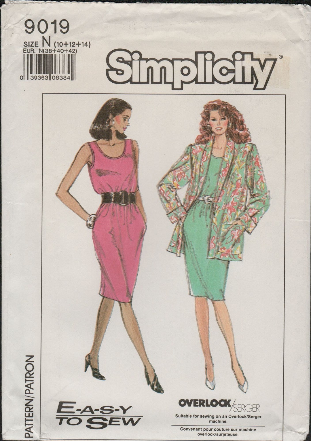 Simplicity 9019 Easy Tank Dress & Jacket Pattern 1980s Misses Choose ...