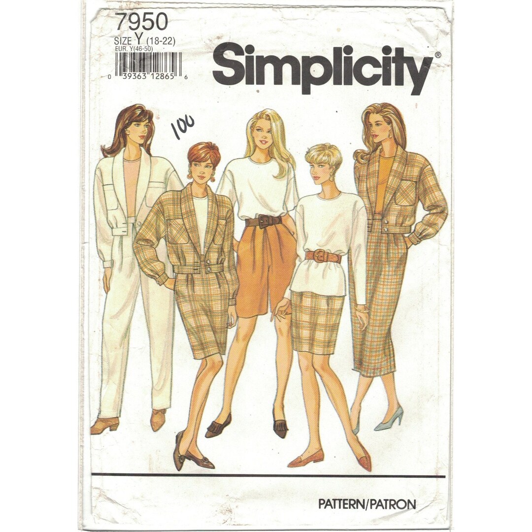 Simplicity 7950 Office Capsule Wardrobe Pattern 1990 Misses Size 18 20 ...