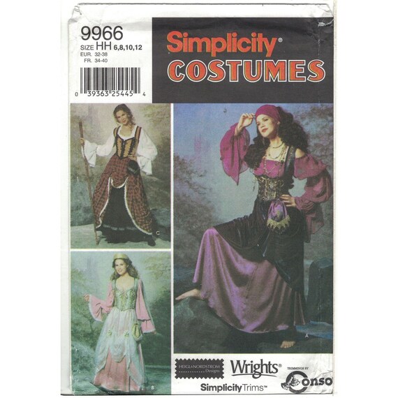 Simplicity 9966 Gypsy Outlander Princess Renaissance Costume - Etsy UK