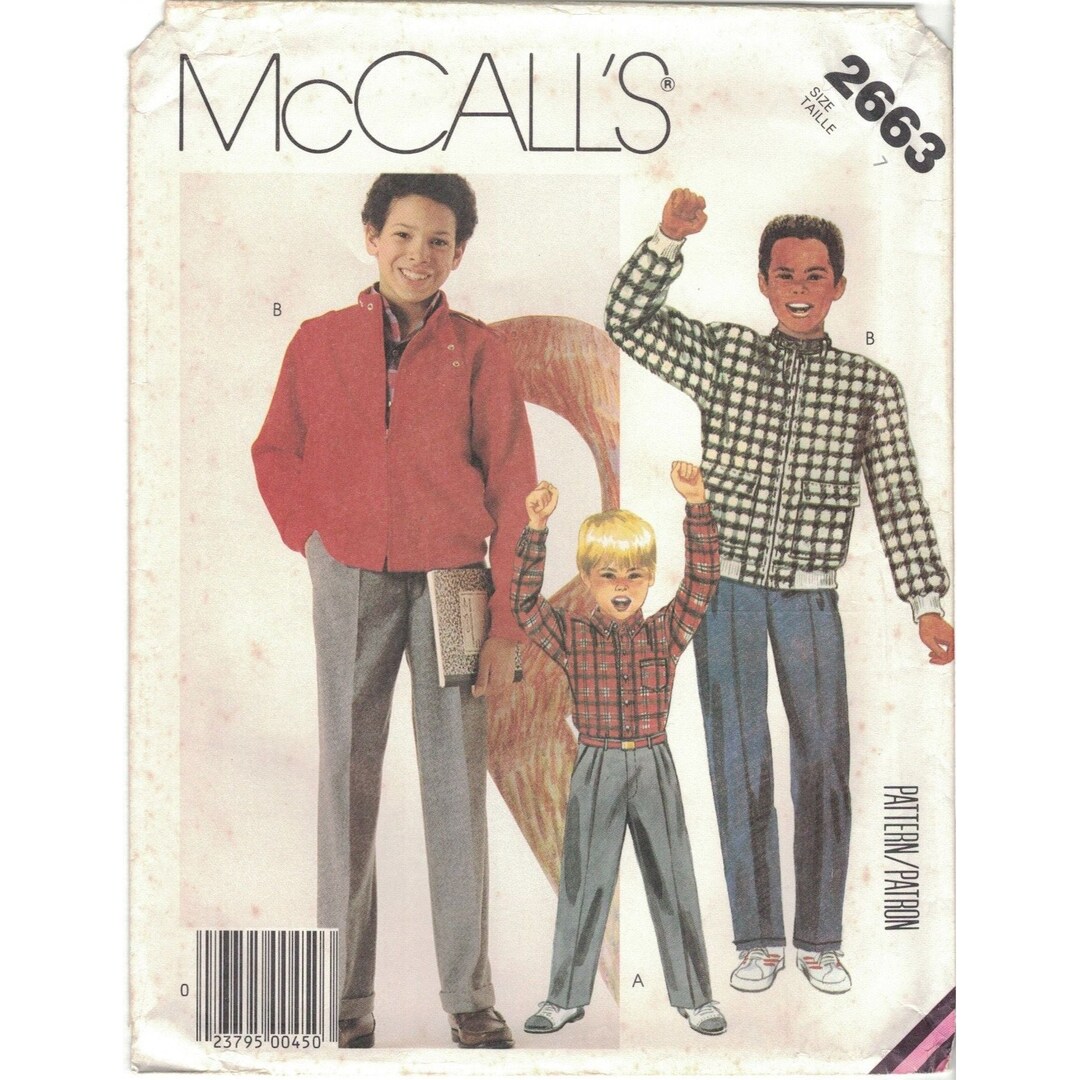 Mccall's 2663 Boys Windbreaker Jacket, Button Front Shirt, Pants ...