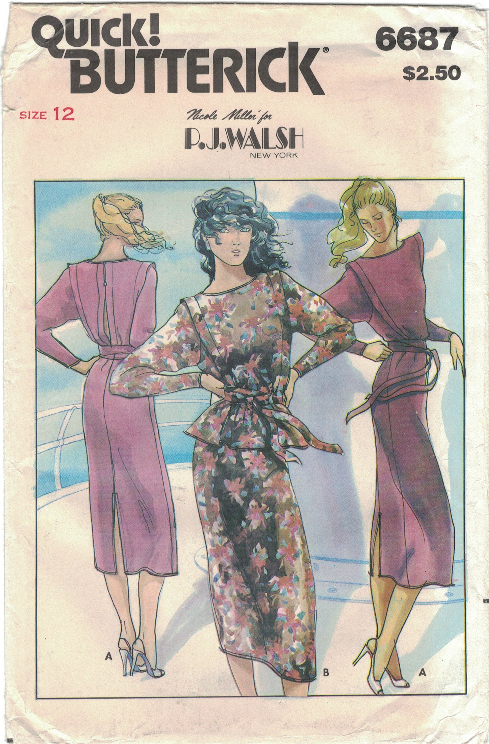 Butterick 6687 Nicole Miller for PJ Walsh Dress Pattern Uncut Size 12 ...