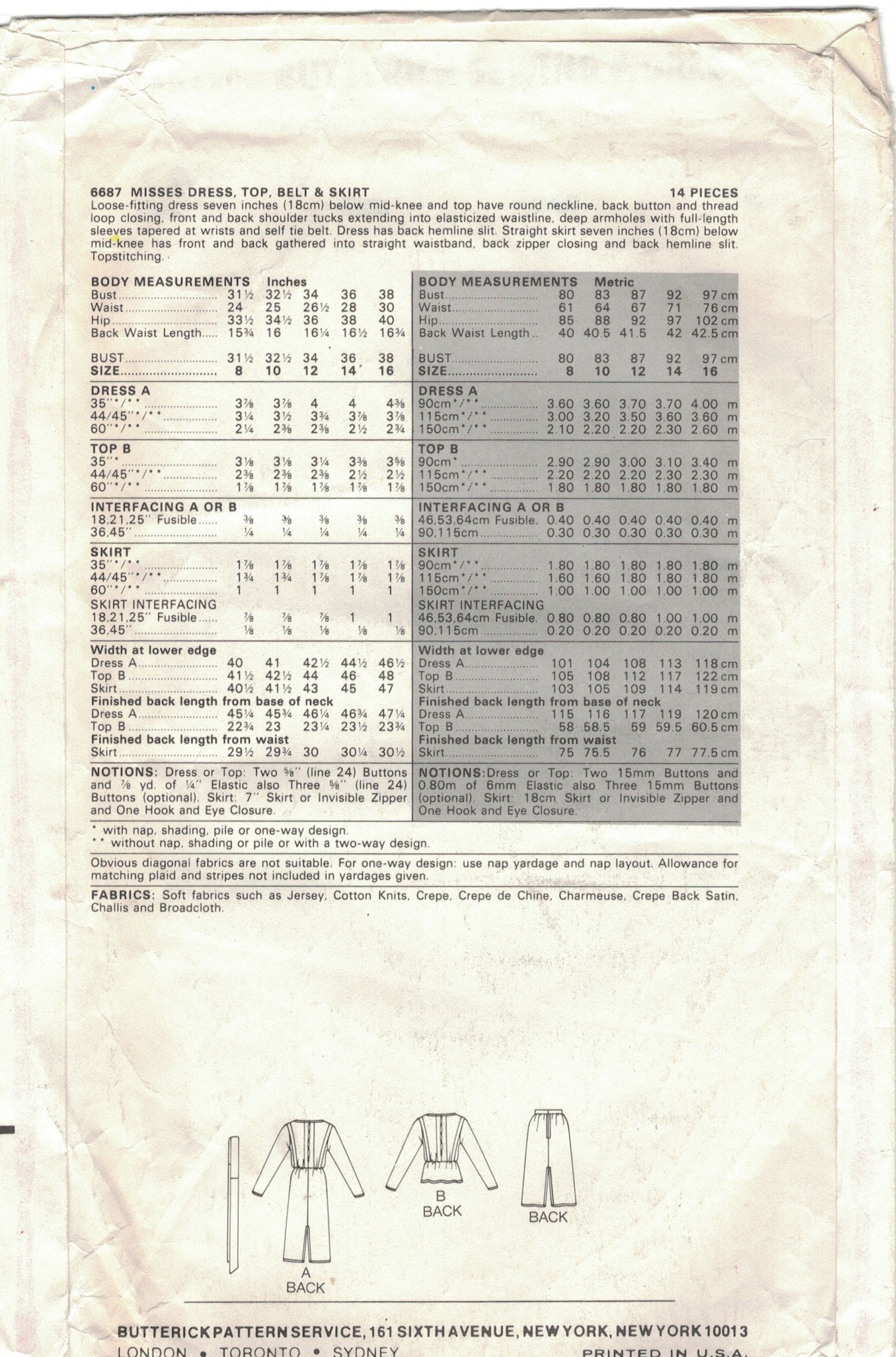 Butterick 6687 Nicole Miller for PJ Walsh Dress Pattern Uncut Size 12 ...