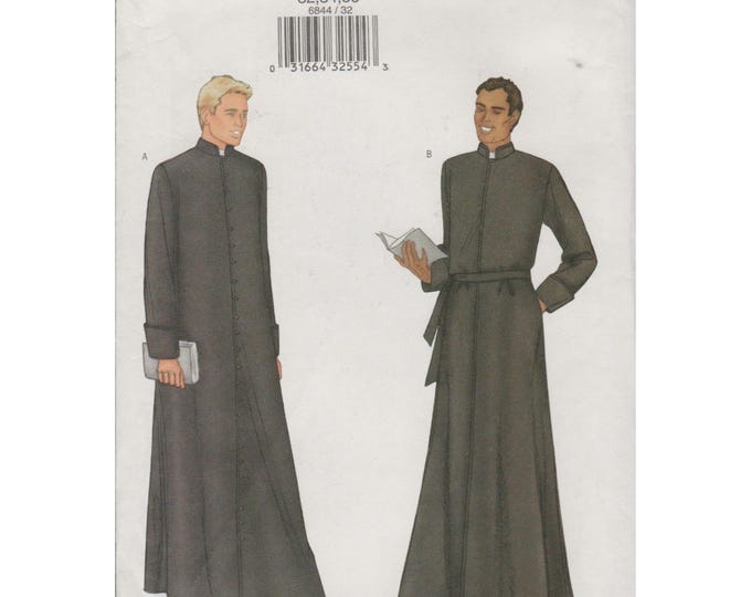 Butterick 6844 Mens Clergy, Priest Cassock Robe Pattern Choose Size ...