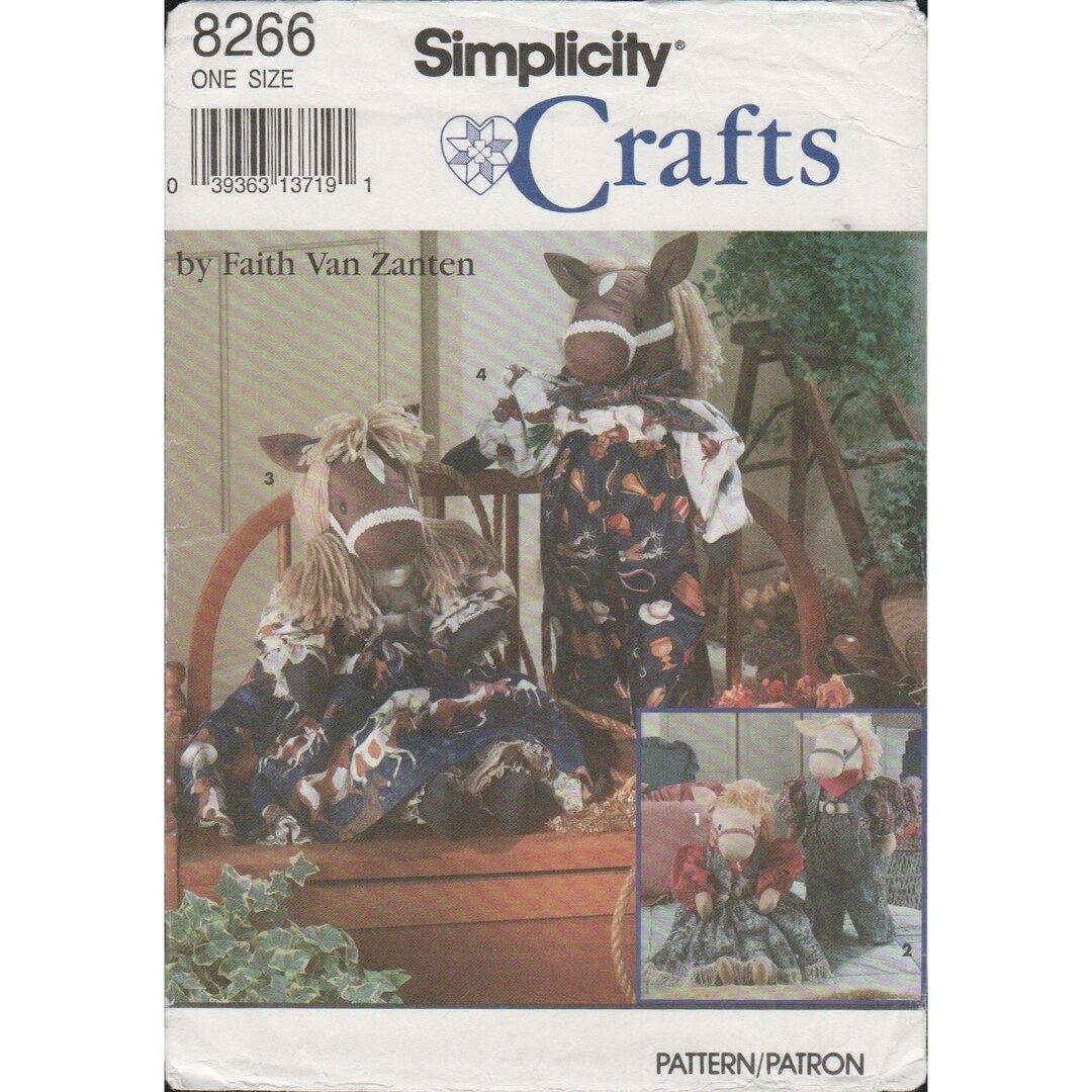 Simplicity 8266 Stuffed Boy & Girl Horse and Clothes Pattern Van Zanten ...
