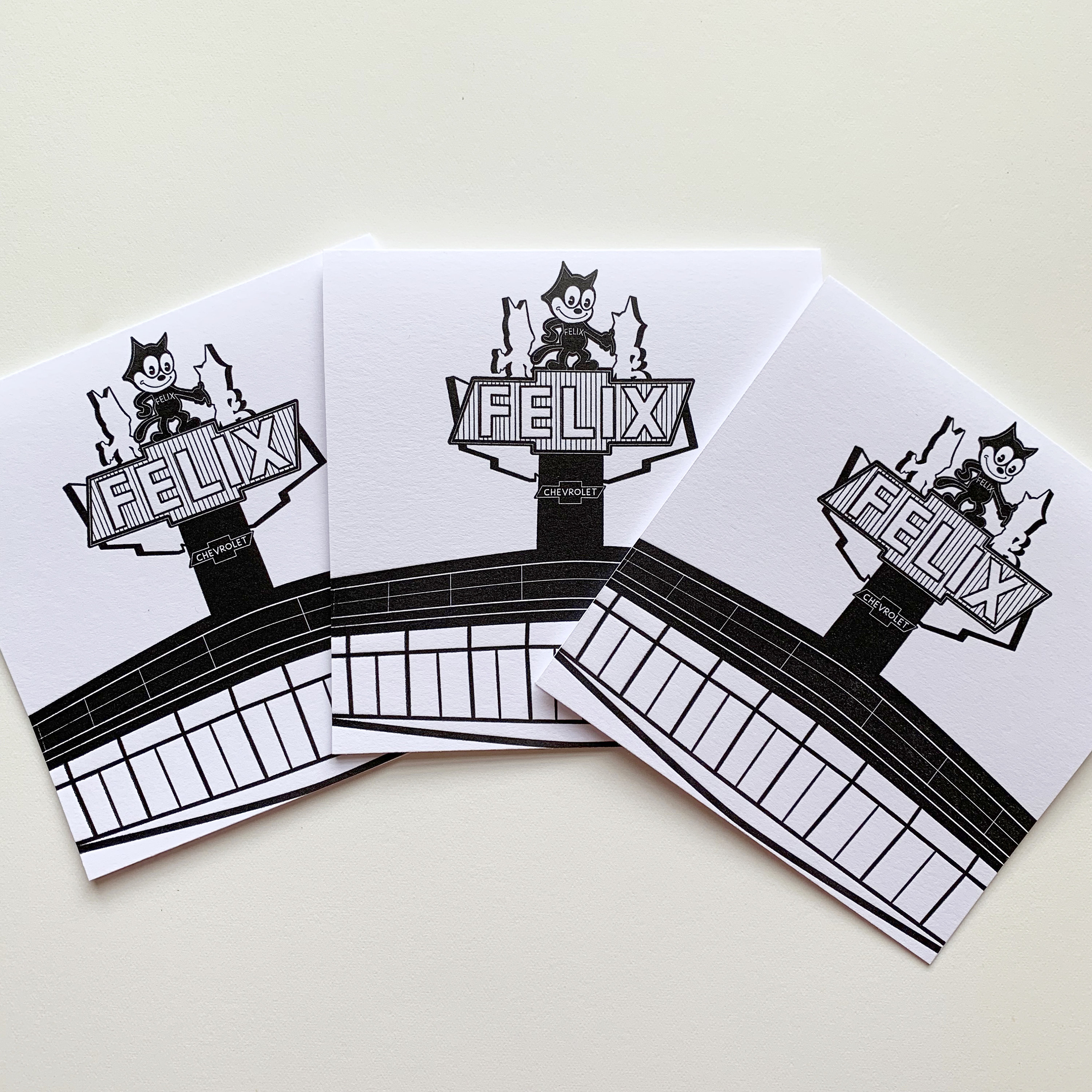 Felix Chevrolet Neon Sign Letterpress Card - Etsy