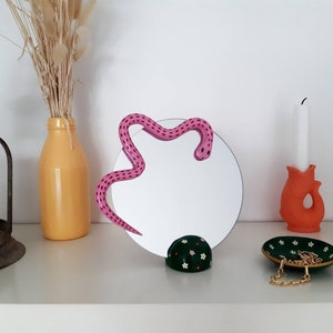 Round Mirror Snake Framed Mirror Table Top Mirror Small - Etsy