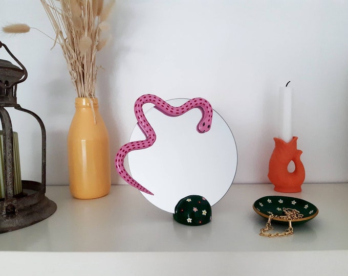 Round Mirror, Snake Framed Mirror, Table Top Mirror, Small Mirror ...