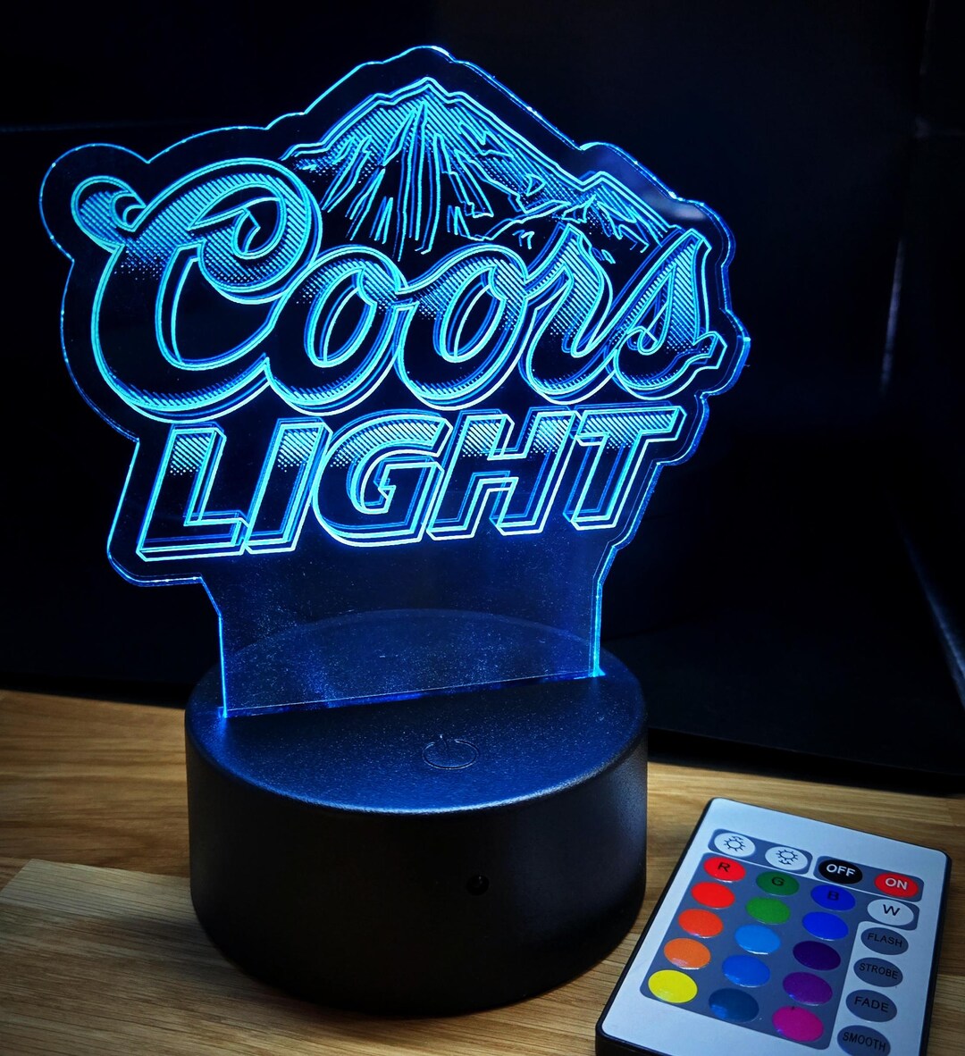 Coors Light Logo LED Light, Beer Man Cave Decor, Multi Color, Battery ...