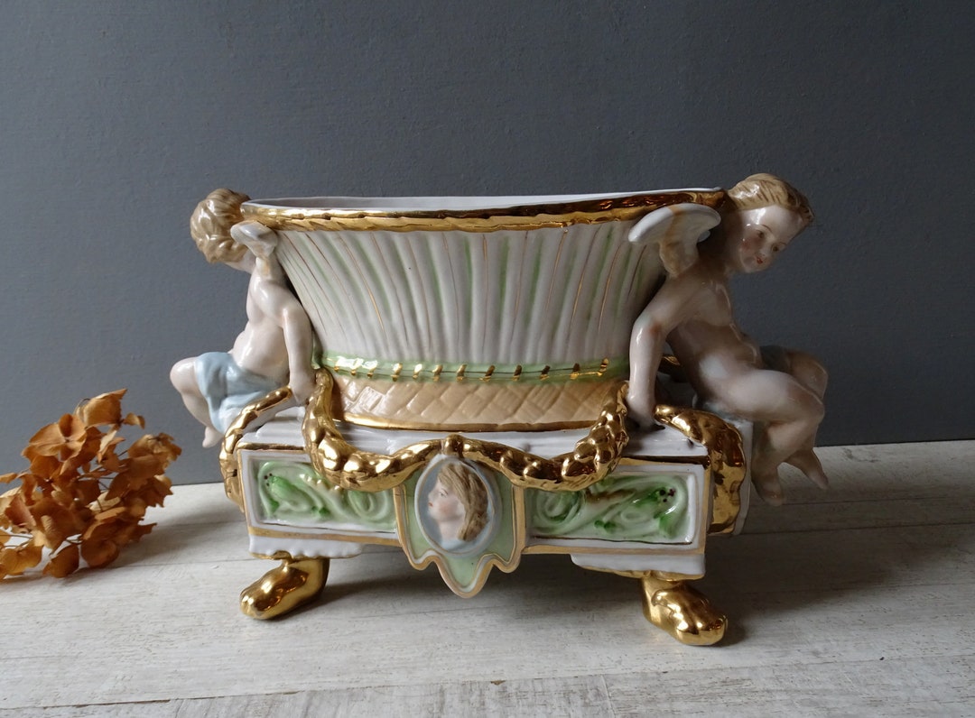 Antique Putti Planter in Fine Porcelain Marked With Two Swords R.b ...
