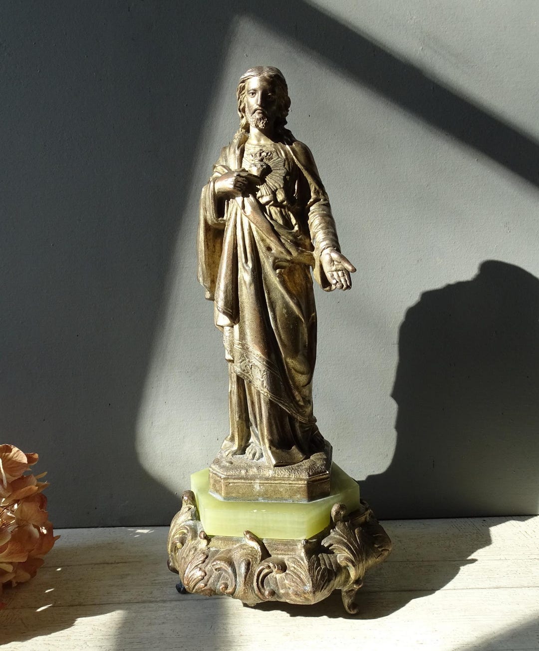 Antique French Jesus Christ Statue./sacred Heart Representation ...