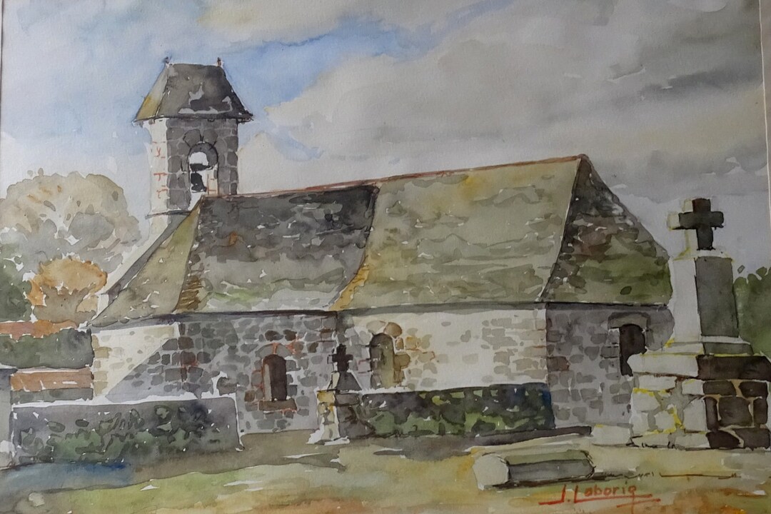 Jean Laborie(1912-2008) Vintage French Church Original Watercolor ...