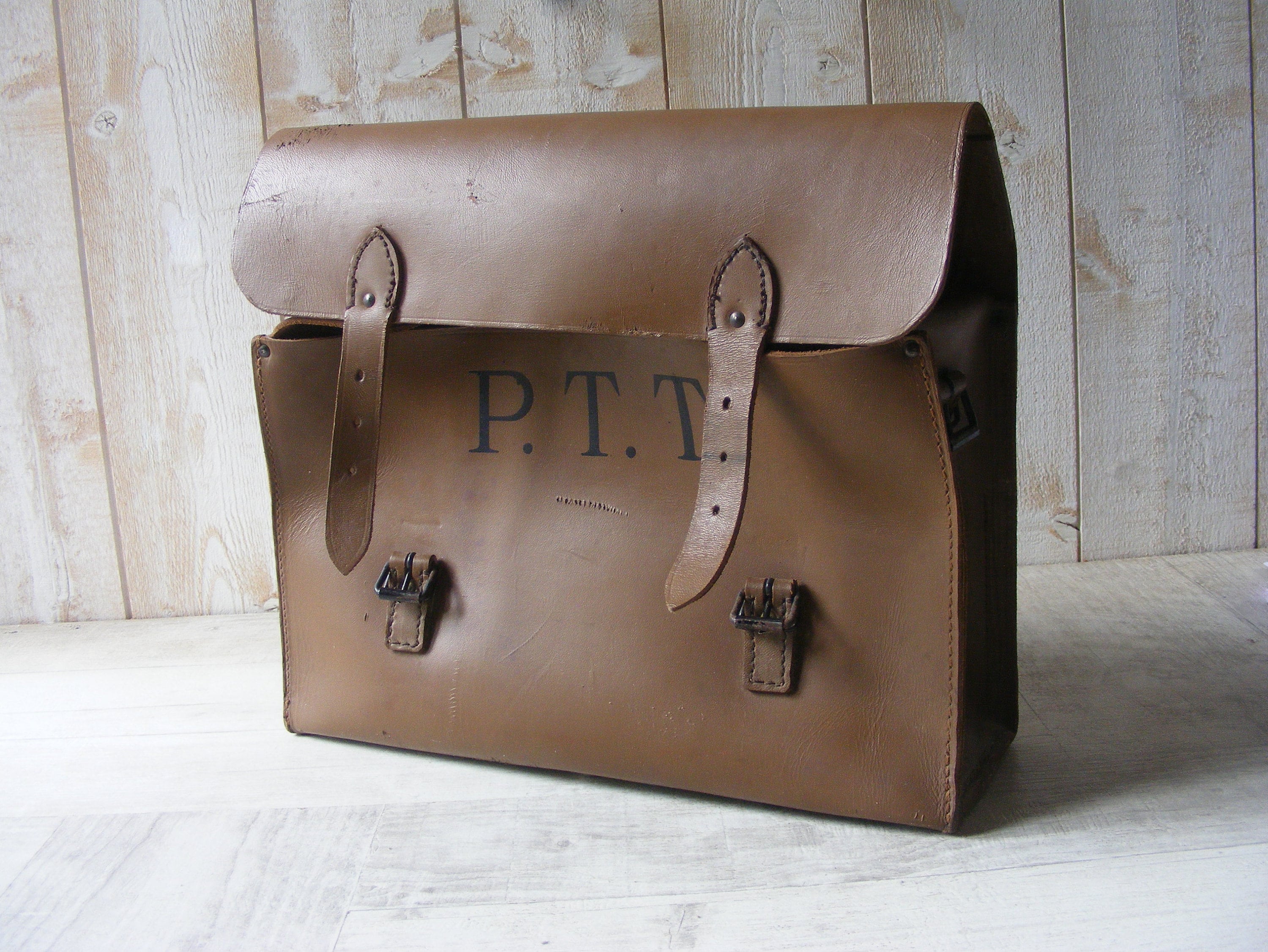 French vintage La Poste PTT Bag/ Genuine Real Leather French | Etsy