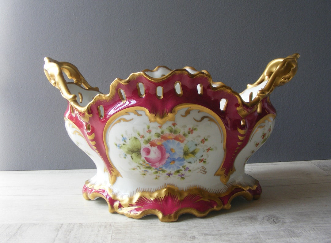 Delicate Large French Antique Limoges Porcelain Centerpiece,/planter ...
