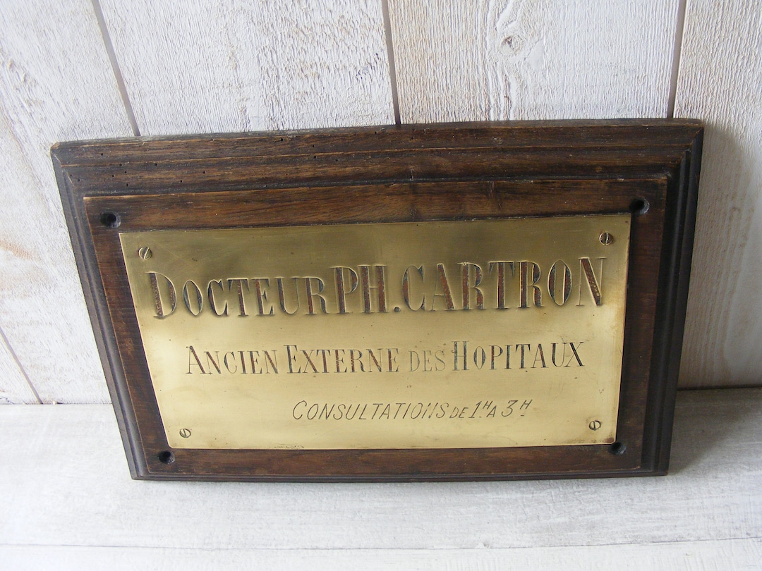 Antique French Doctor Plaque,brass on Solid Oak Wood Base. - Etsy
