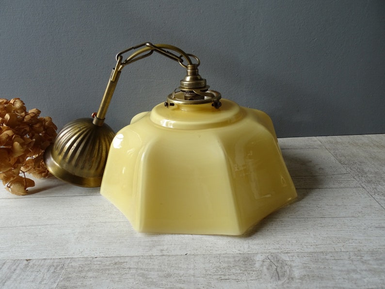 Antique Yellow Opaline Glass Ceiling Light Lamp/with Original - Etsy