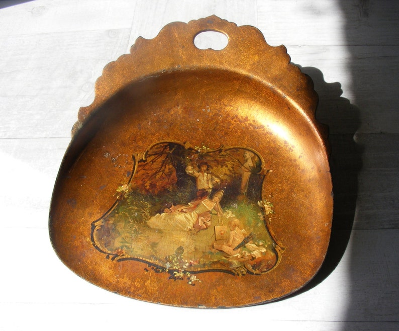 French Antique Lacquered Wood Crumb Tray ,hand-painted. - Etsy