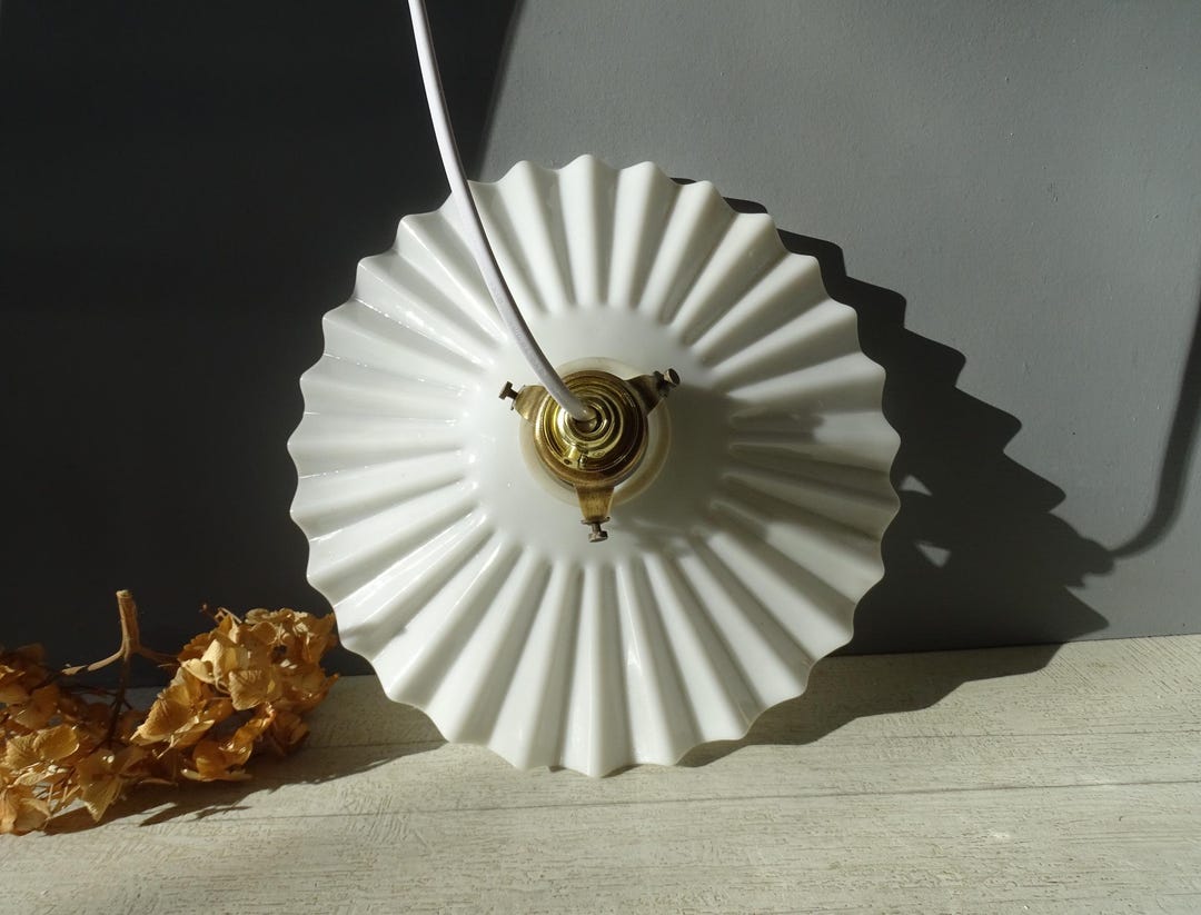 Antique French Folded Opaline Glass White Opaline Ceiling Light,lamp ...