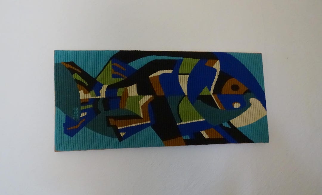 70's Vintage French Wool FISH Tapestry Signed,edited by Welcomme ...