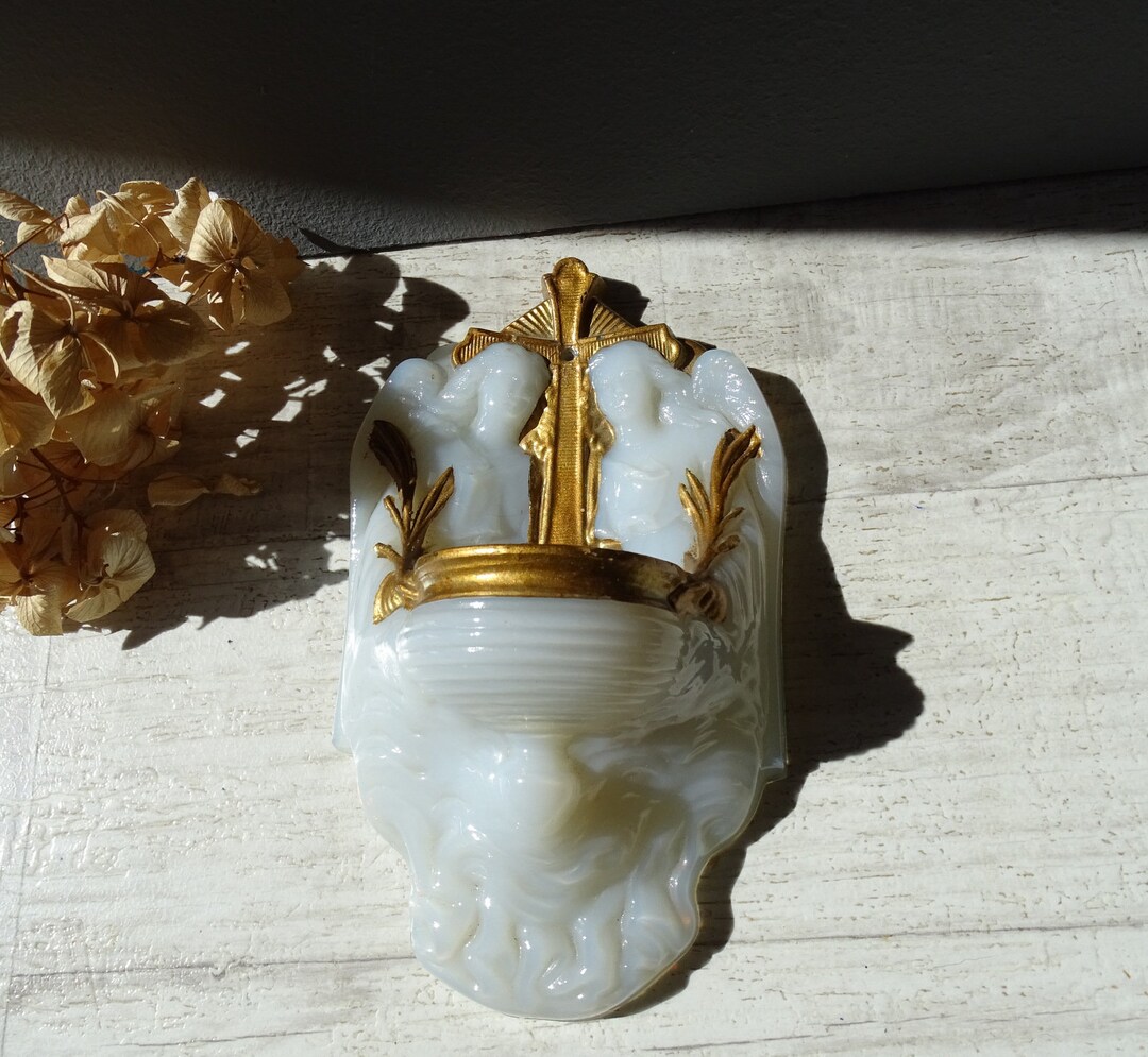 Rare Opalescent Opaline Antique French Benitierholy Water - Etsy